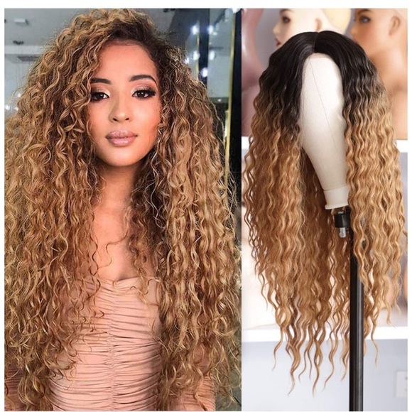 Hair | 26 Long Curly Wavy Middle Part Wigs | Poshmark